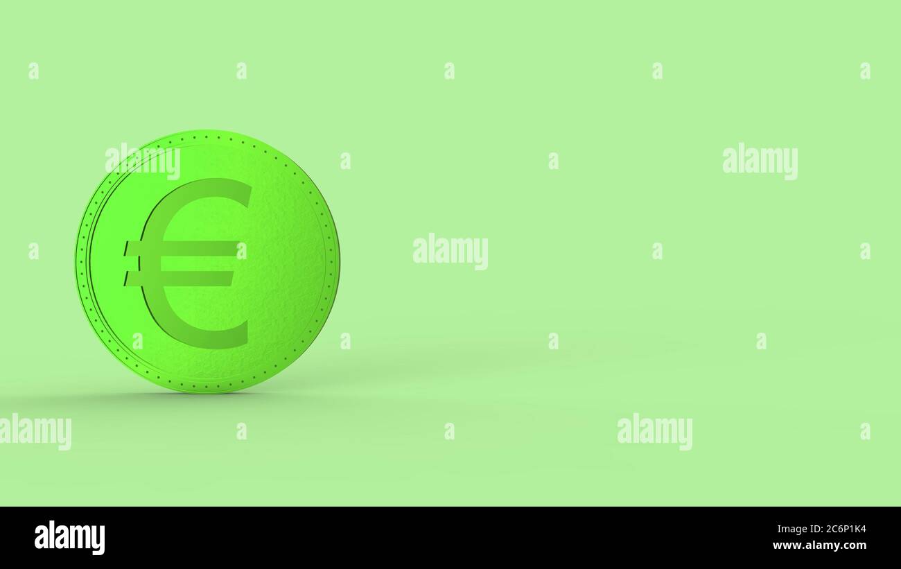 Green euro coin sign Isolated with black background. 3d render isolated ...