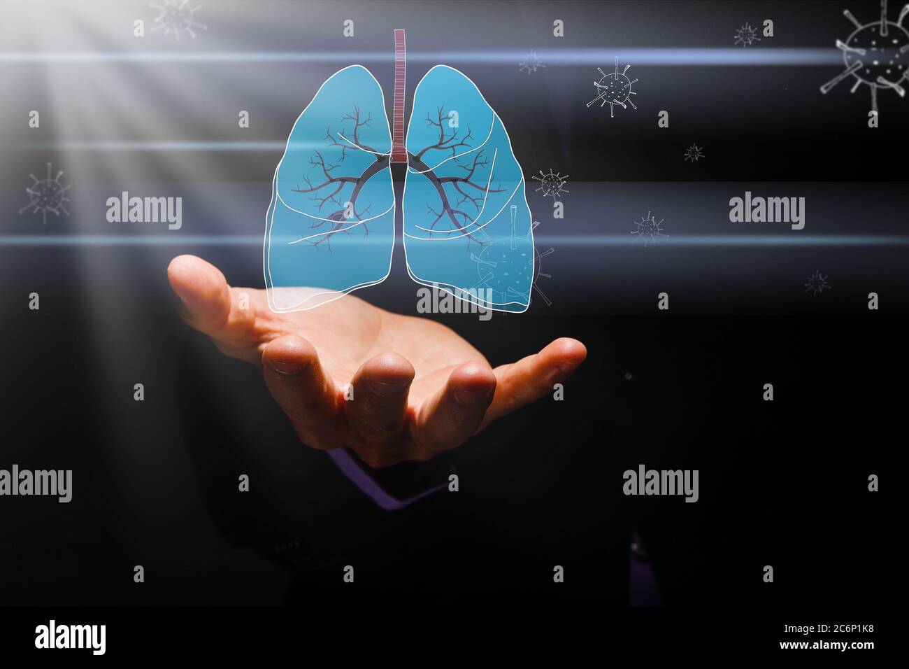 Lung Symbol on hand ,medical icon Stock Photo - Alamy