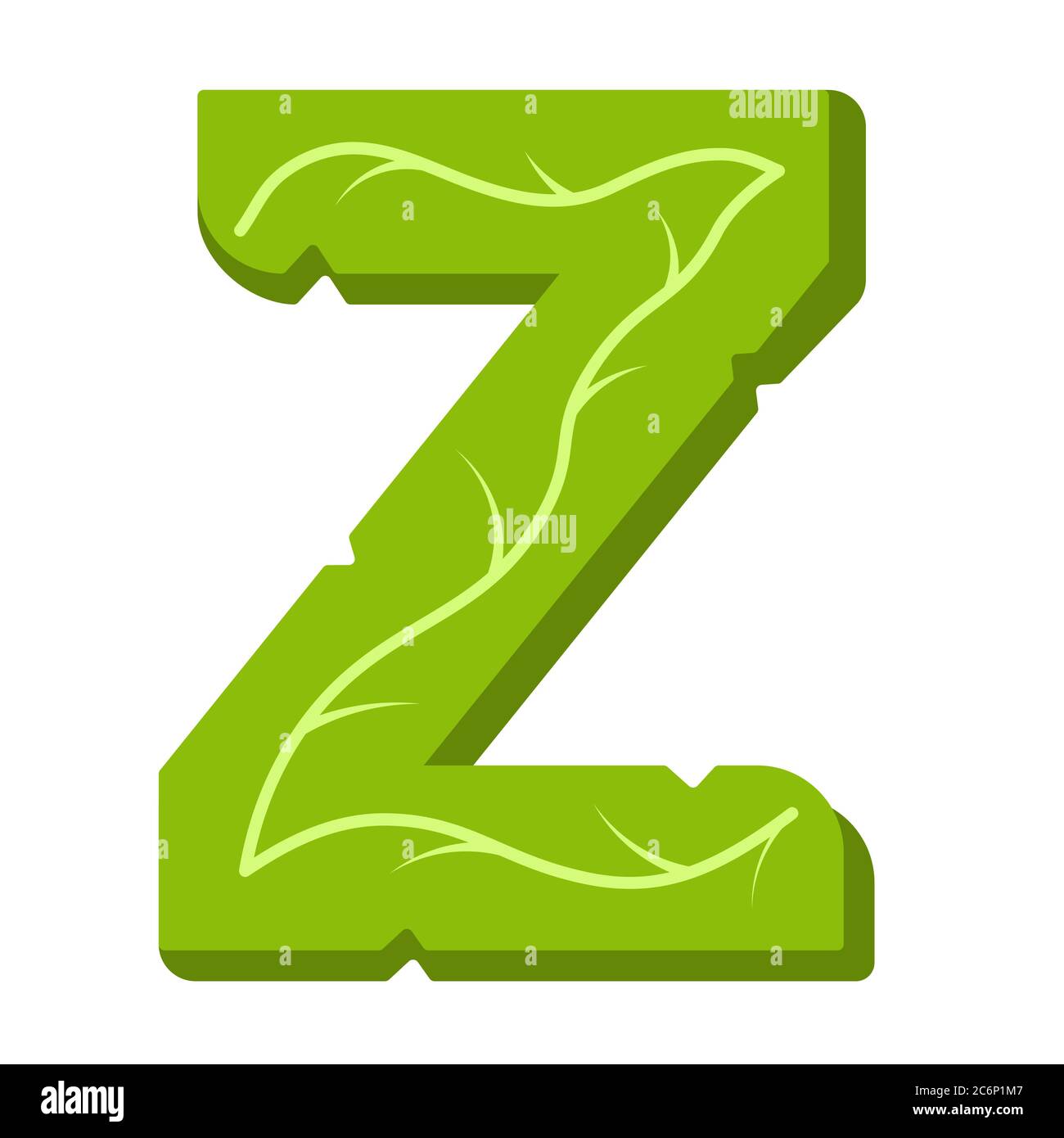 Letter Z, green leaves summer vector alphabet. The simple logo of ...