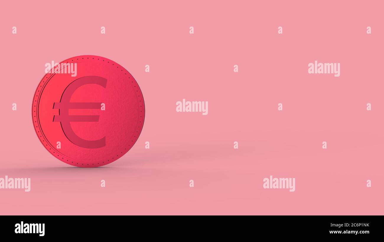 Red euro coin sign Isolated with black background. 3d render isolated ...