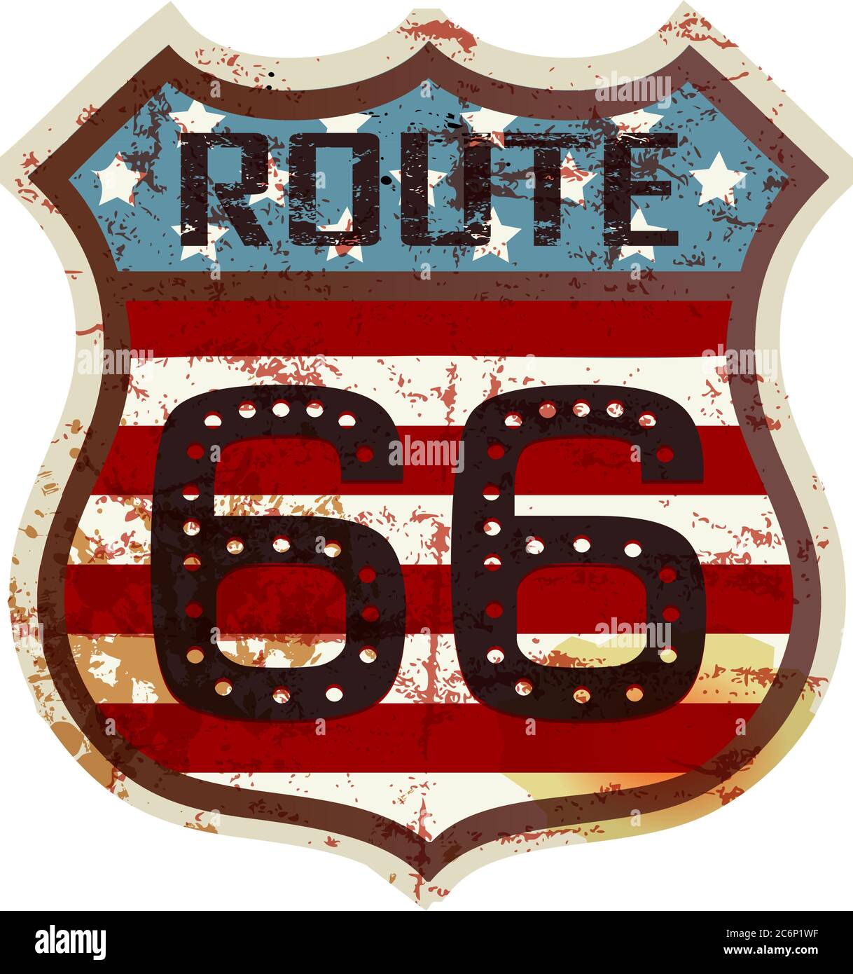 Route 66 sign,distressed grungy roadsign, retro style, vector ...