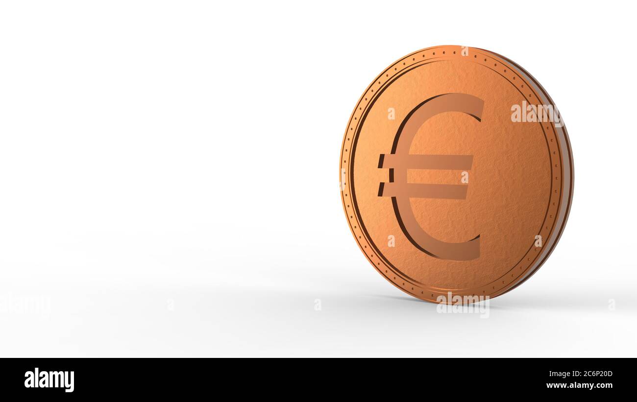 Orange euro coin sign Isolated with white background. 3d render ...