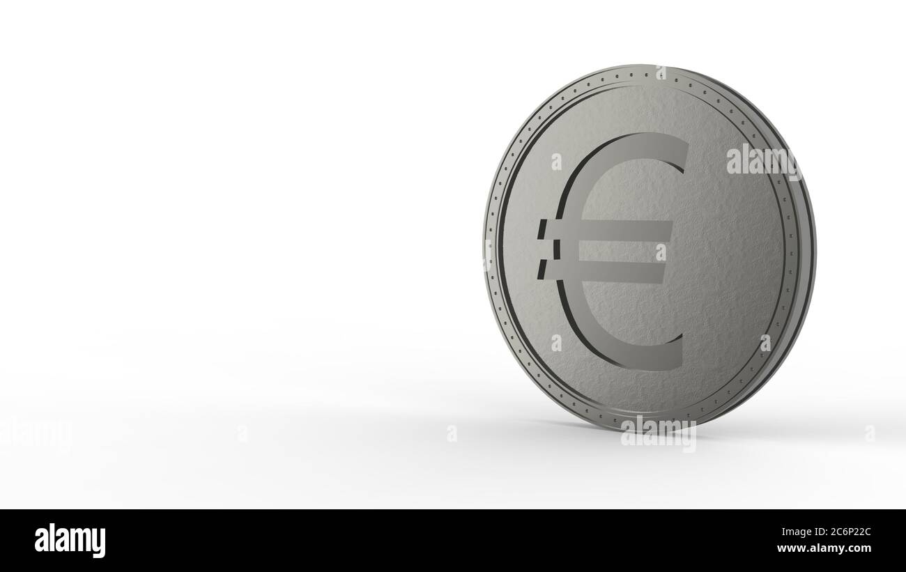 Gray euro coin sign Isolated with white background. 3d render isolated ...