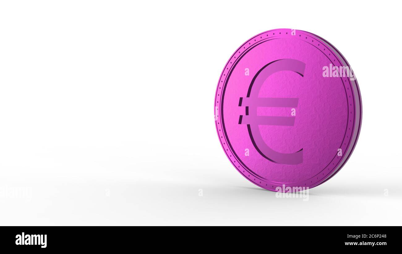 Pink euro coin sign Isolated with white background. 3d render isolated ...