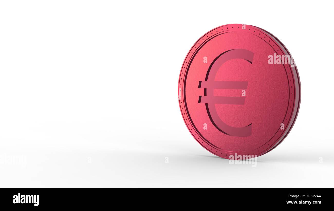 Red euro coin sign Isolated with white background. 3d render isolated ...