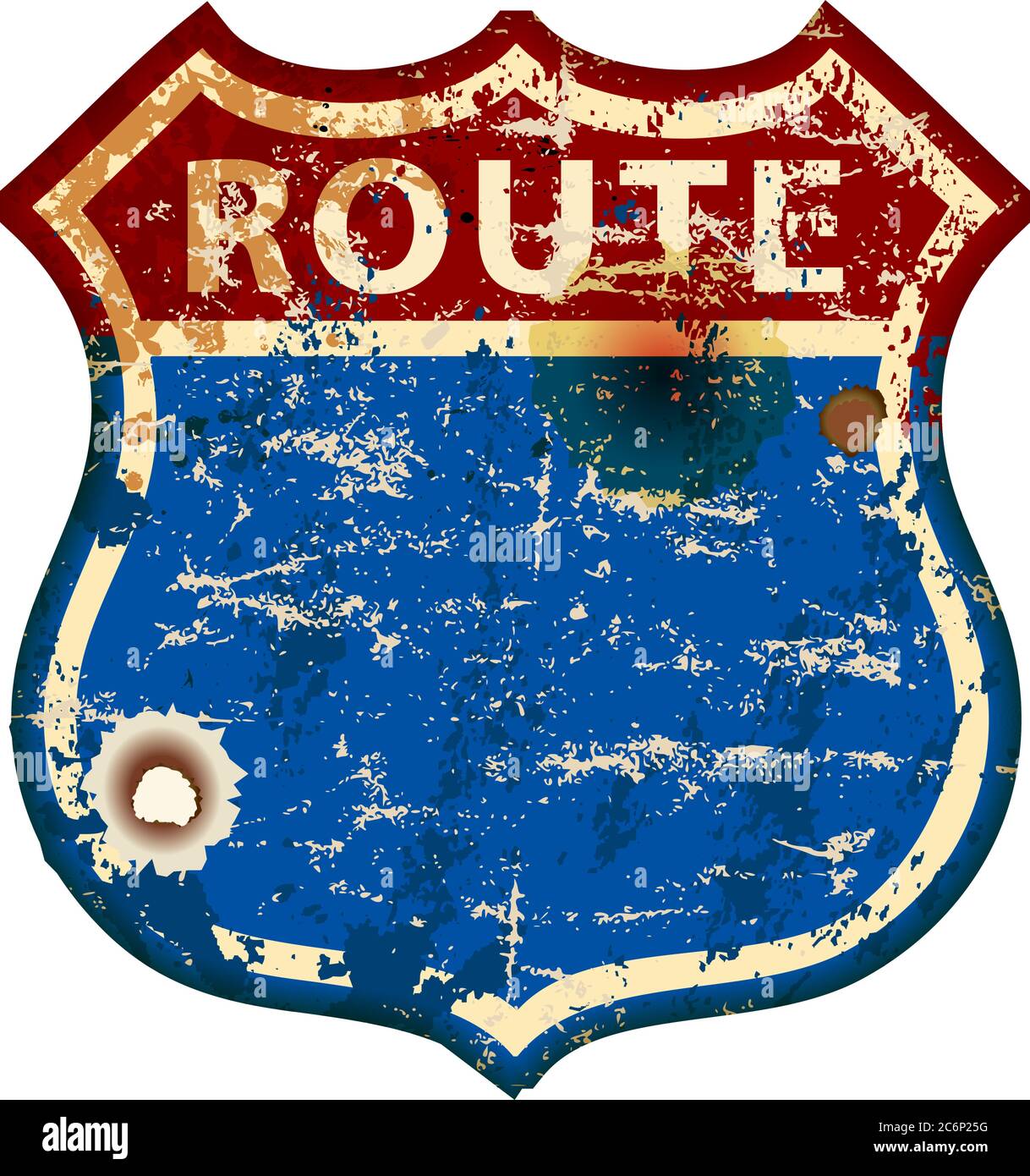 vintage battered blank route 66 road sign, retro grungy vector ...
