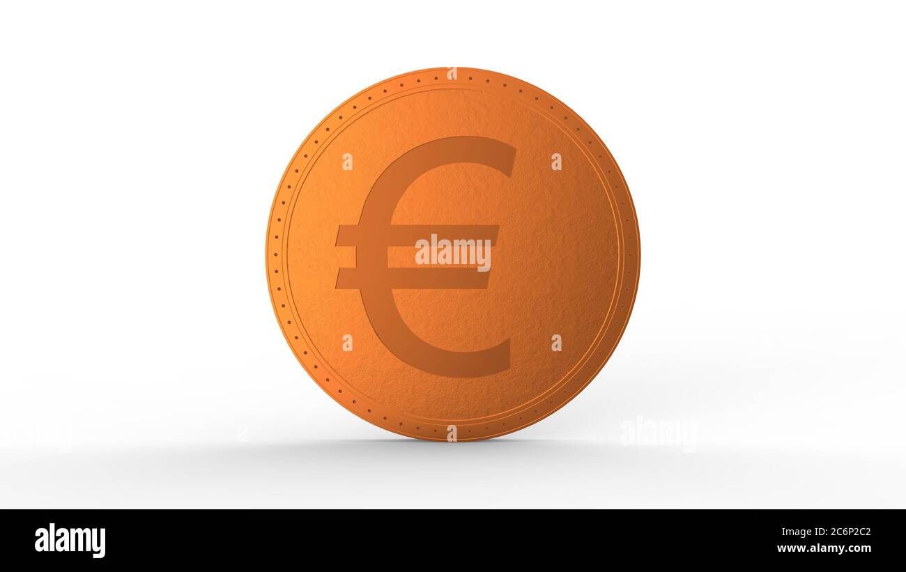 Orange euro coin sign Isolated with white background. 3d render ...