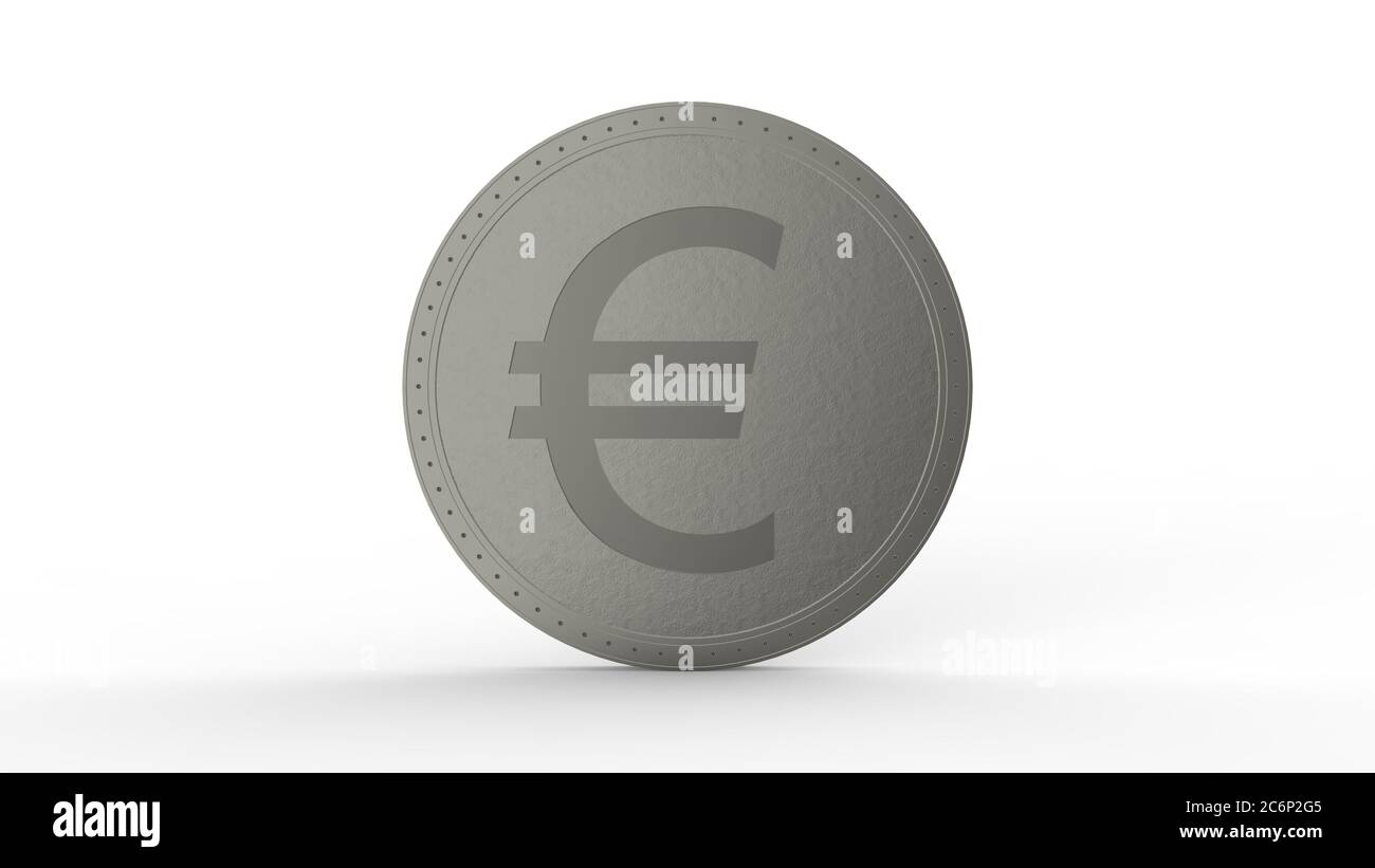 Gray euro coin sign Isolated with white background. 3d render isolated ...