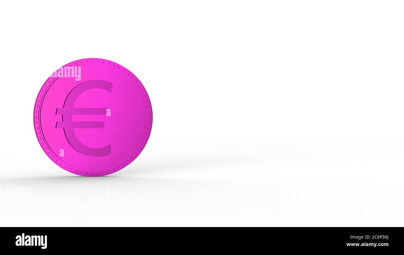 Pink euro coin sign Isolated with white background. 3d render isolated ...