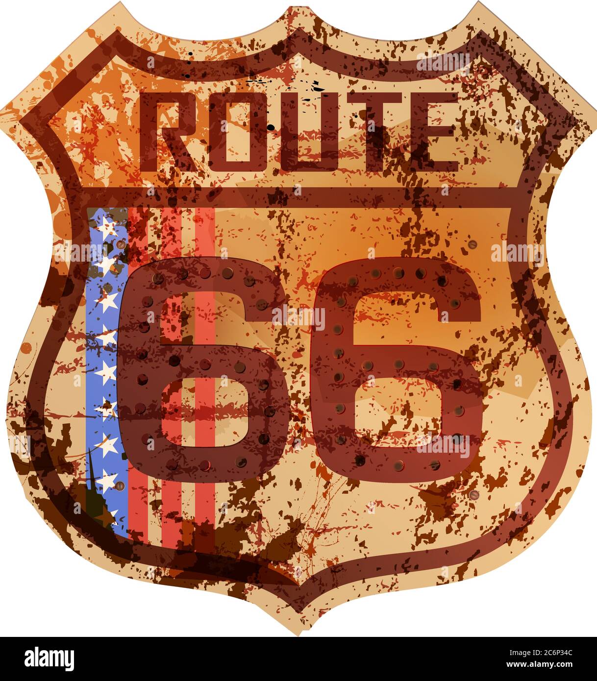 Route 66 sign,distressed grungy roadsign, retro style, vector ...