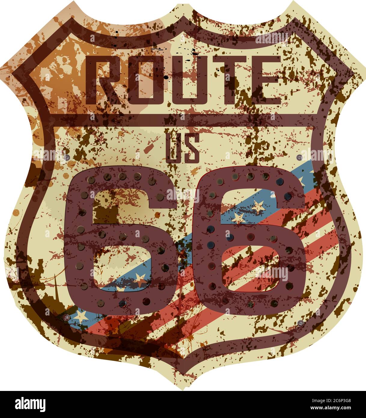 Route 66 sign,distressed grungy roadsign, retro style, vector ...