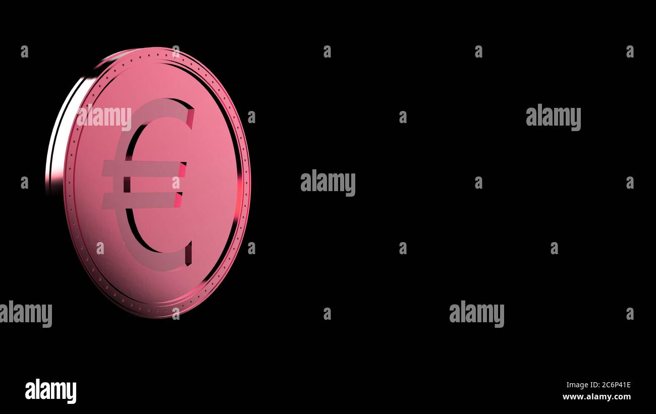 Red euro coin sign Isolated with black background. 3d render isolated ...