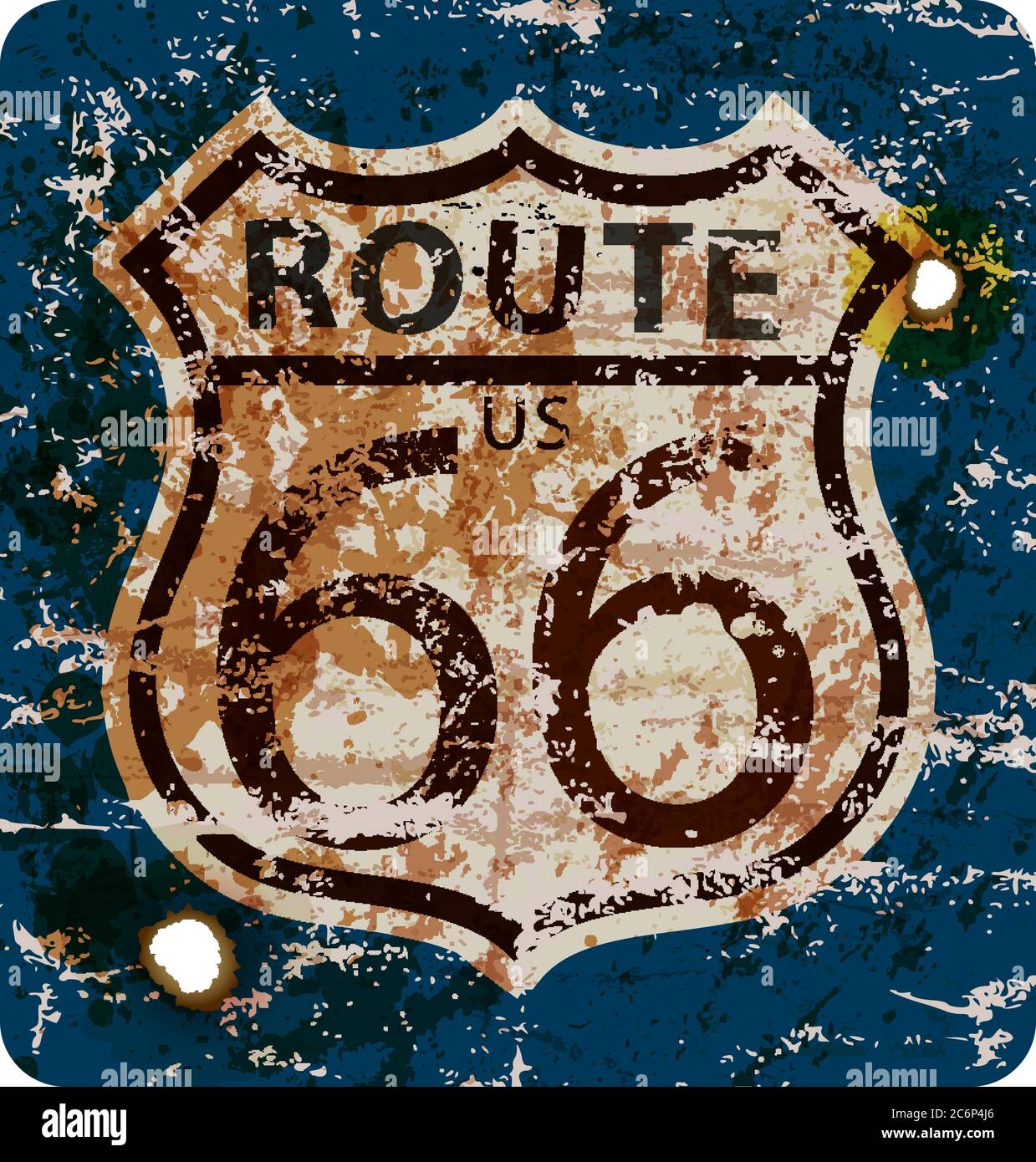 Route 66 sign,distressed grungy roadsign, retro style, vector ...