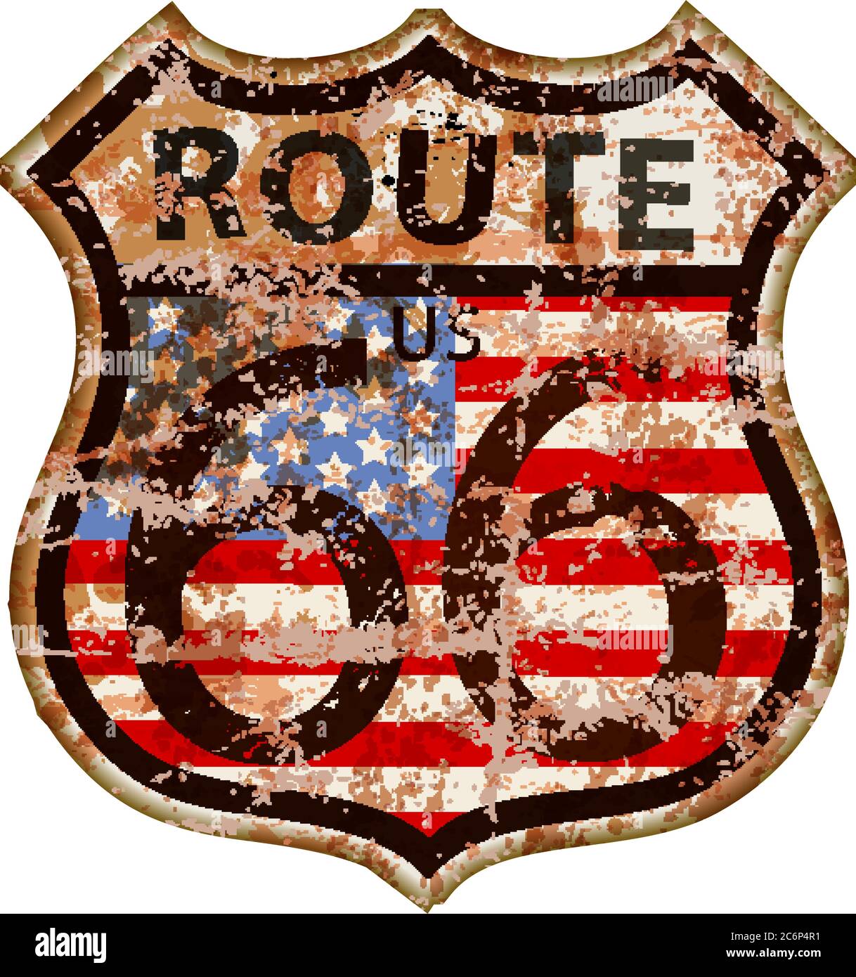 Route 66 sign,distressed grungy roadsign, retro style, vector ...