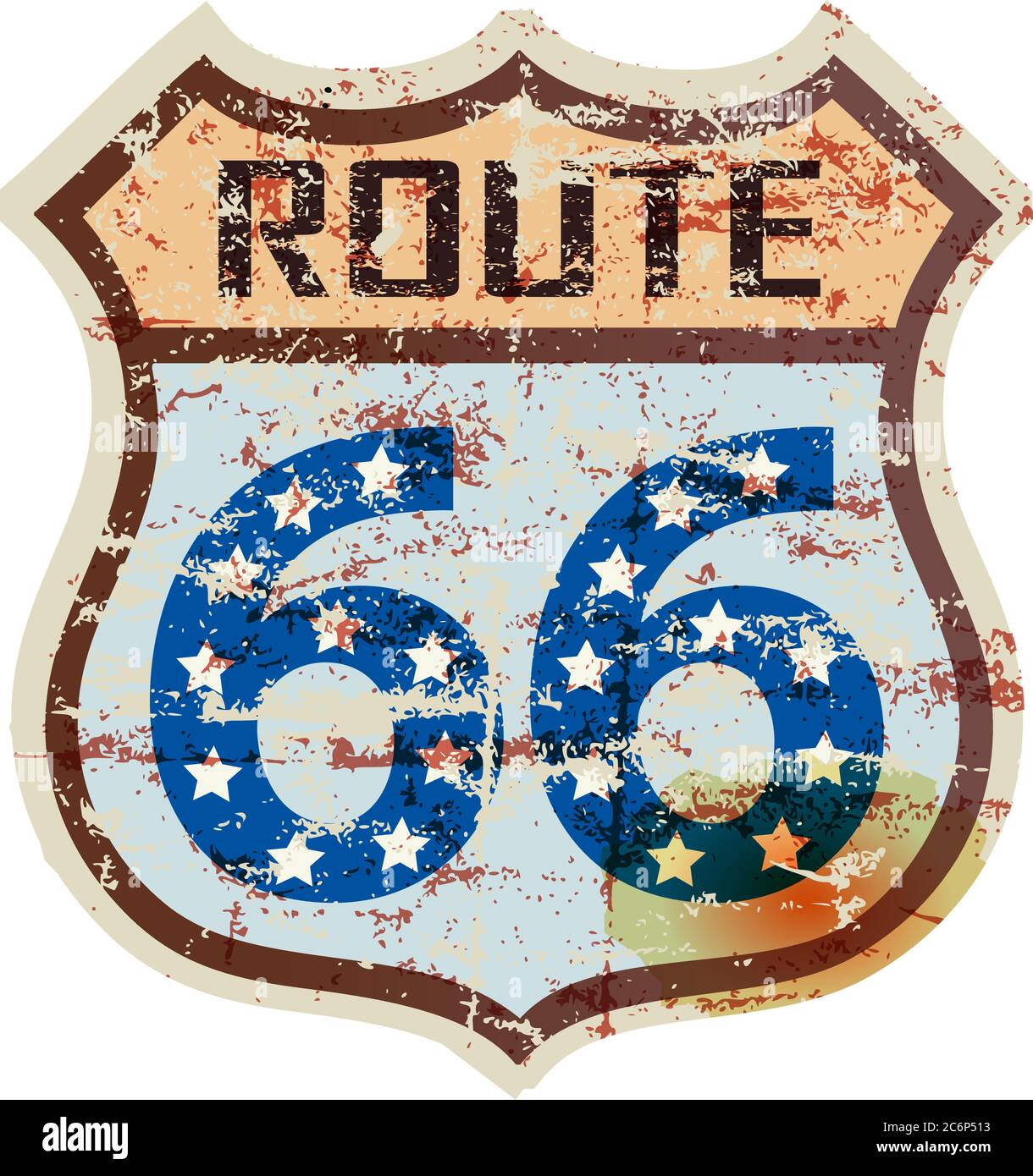 Route 66 sign,distressed grungy roadsign, retro style, vector illustration Stock Vector Image ...