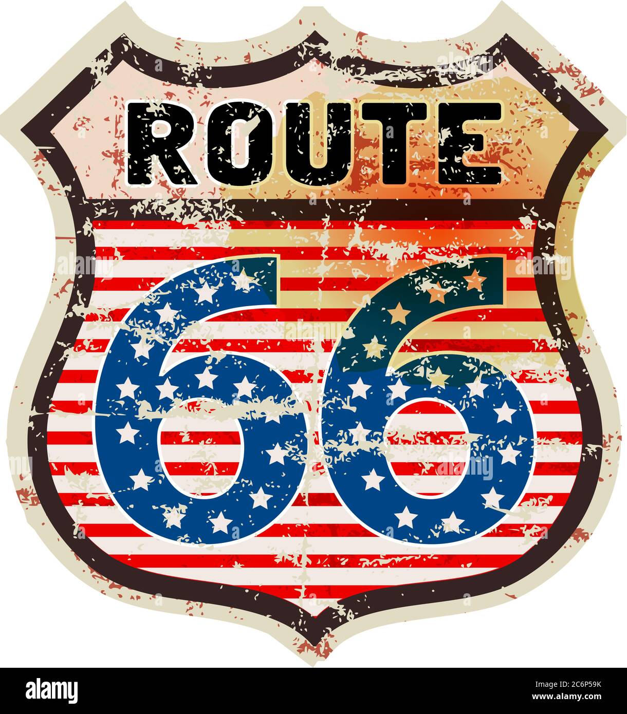 Route 66 sign,distressed grungy roadsign, retro style, vector ...