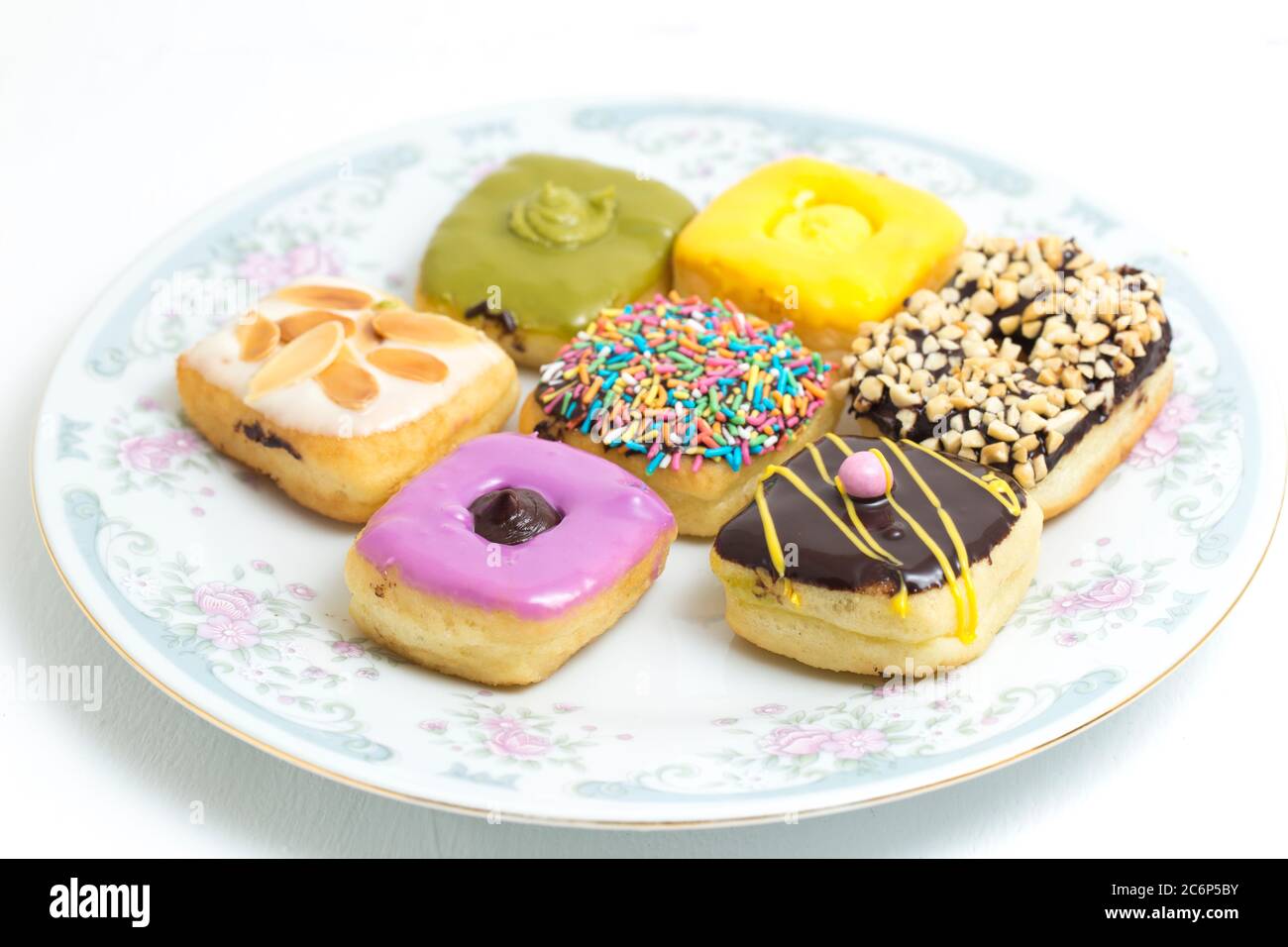 Colorful Donuts Set Isolated on White. Different type of donuts Stock ...
