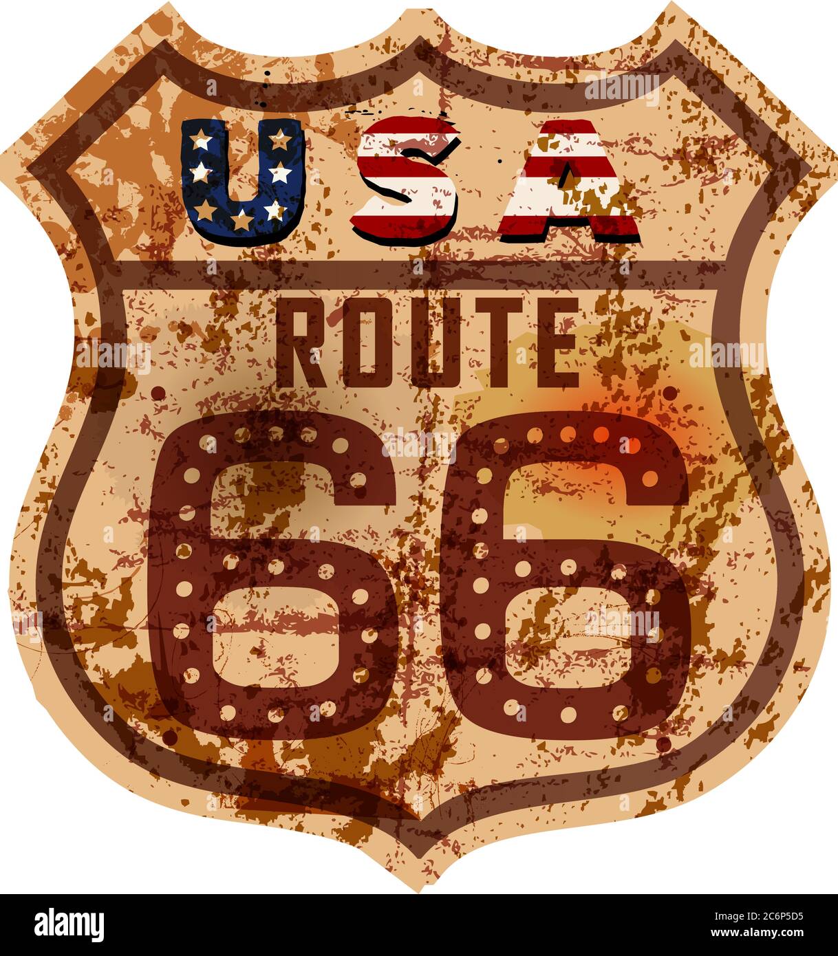 Route 66 sign,distressed grungy roadsign, retro style, vector ...