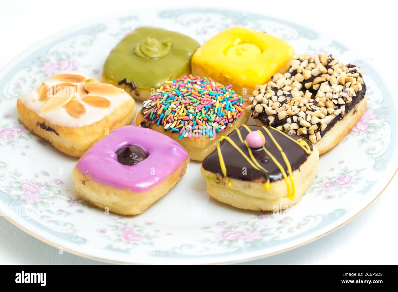 Colorful Donuts Set Isolated on White. Different type of donuts Stock ...