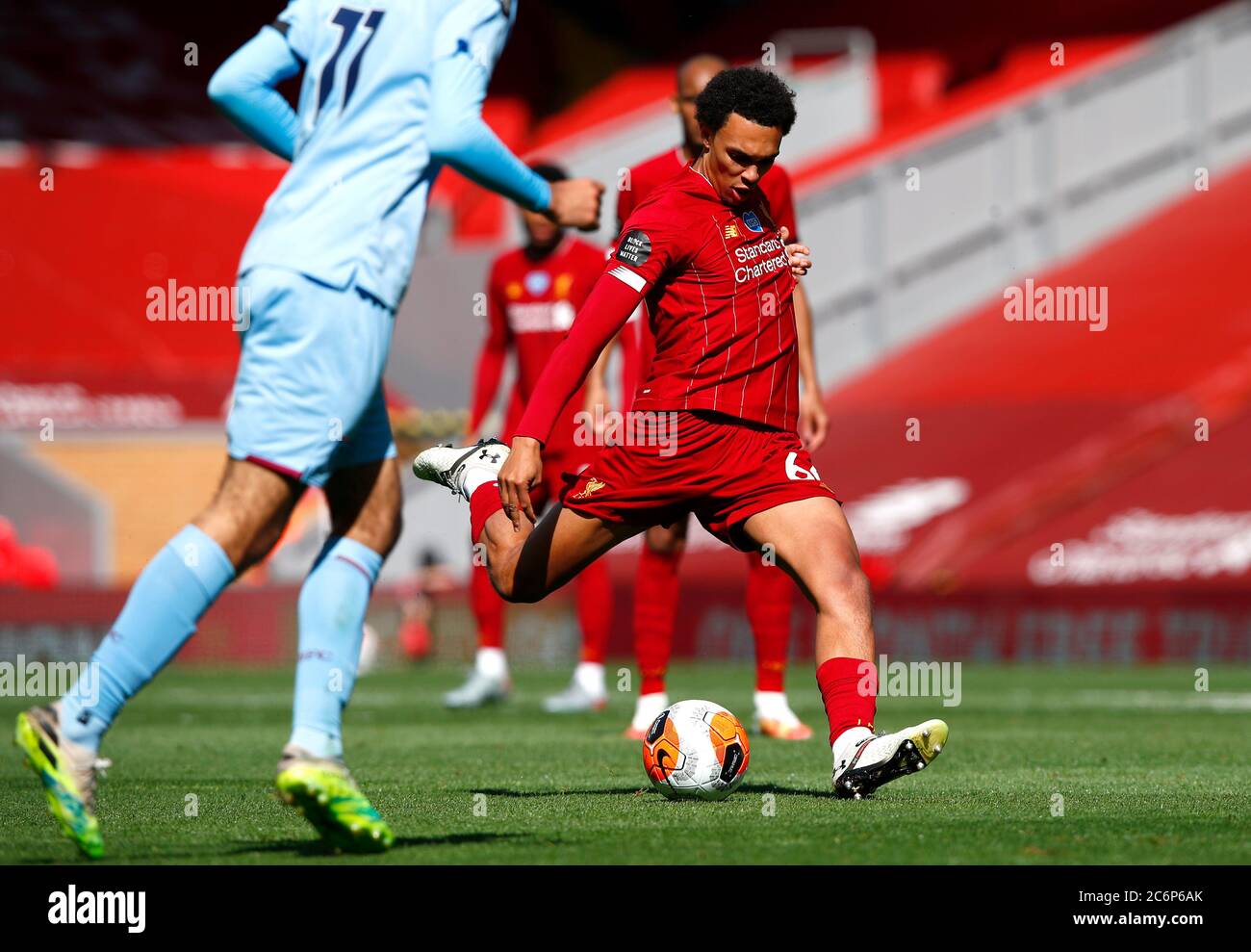 Liverpools trent alexander arnold shoots towards goal hi-res stock ...