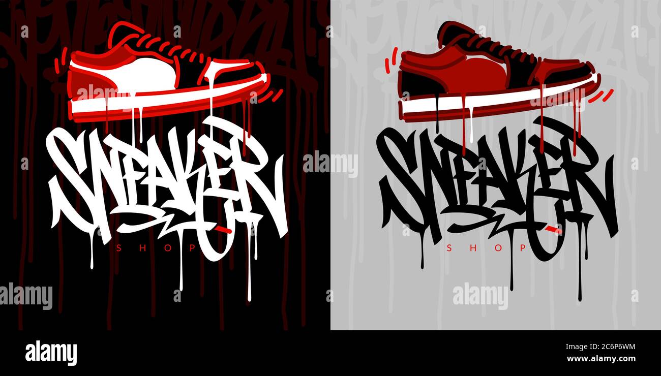 Abstract Hand Written Graffiti Style Word Sneaker Vector Illustration ...