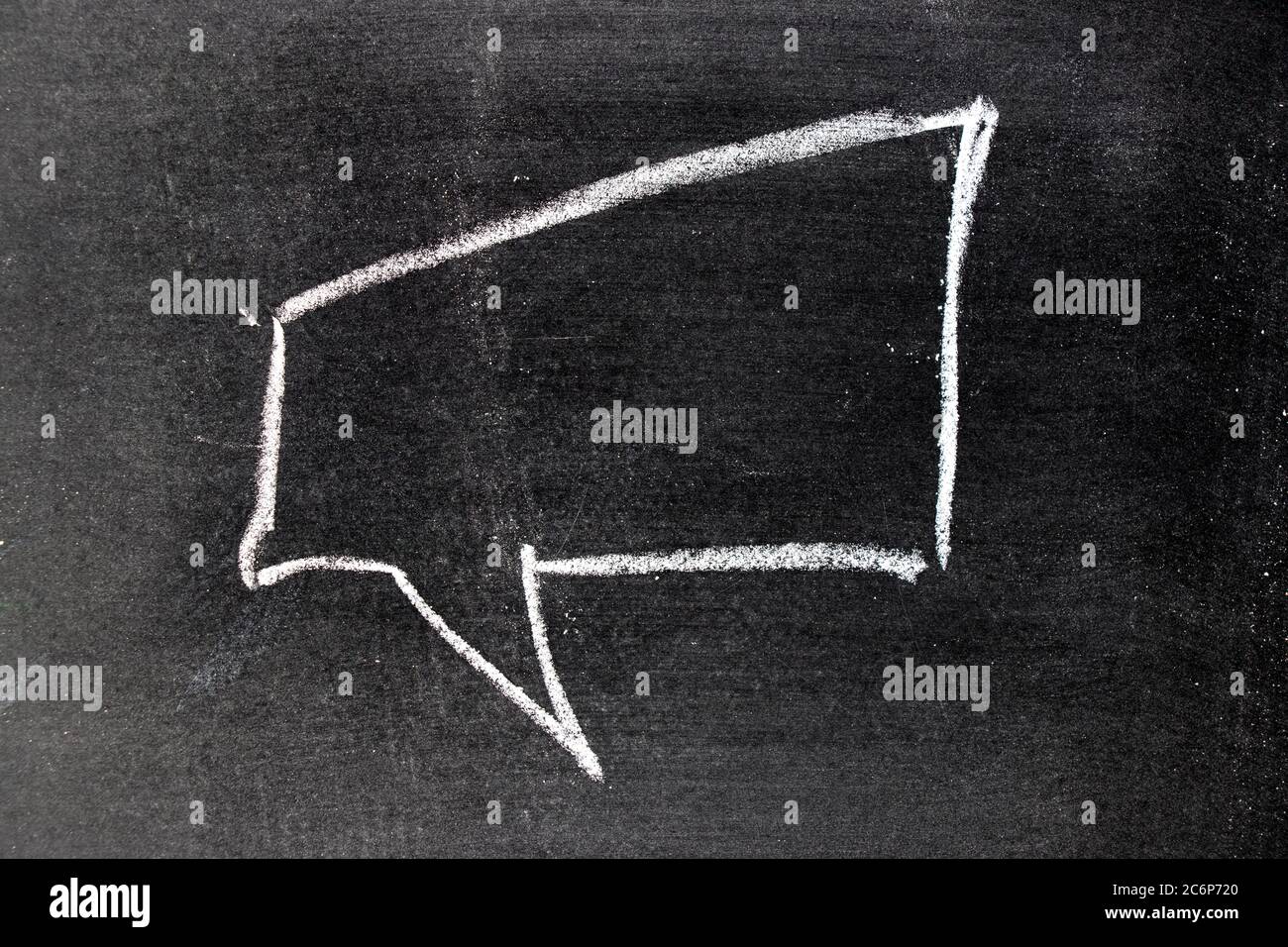 White chalk hand drawing in square bubble speech shape with blank space ...