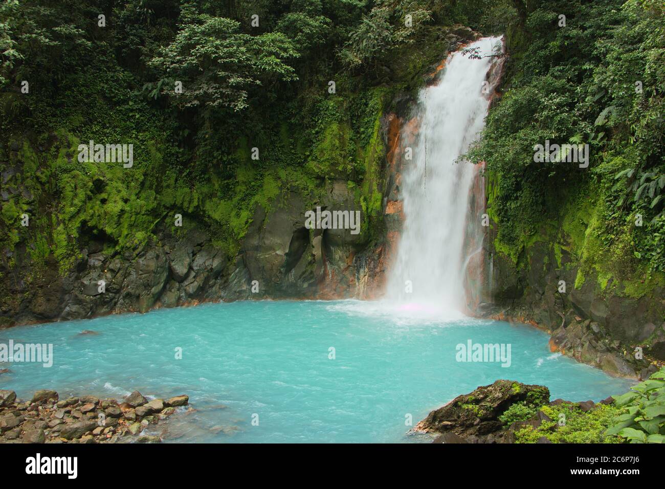 Waterfall on Rio Celeste in Parque Nacional Volcan Tenorio in Costa ...