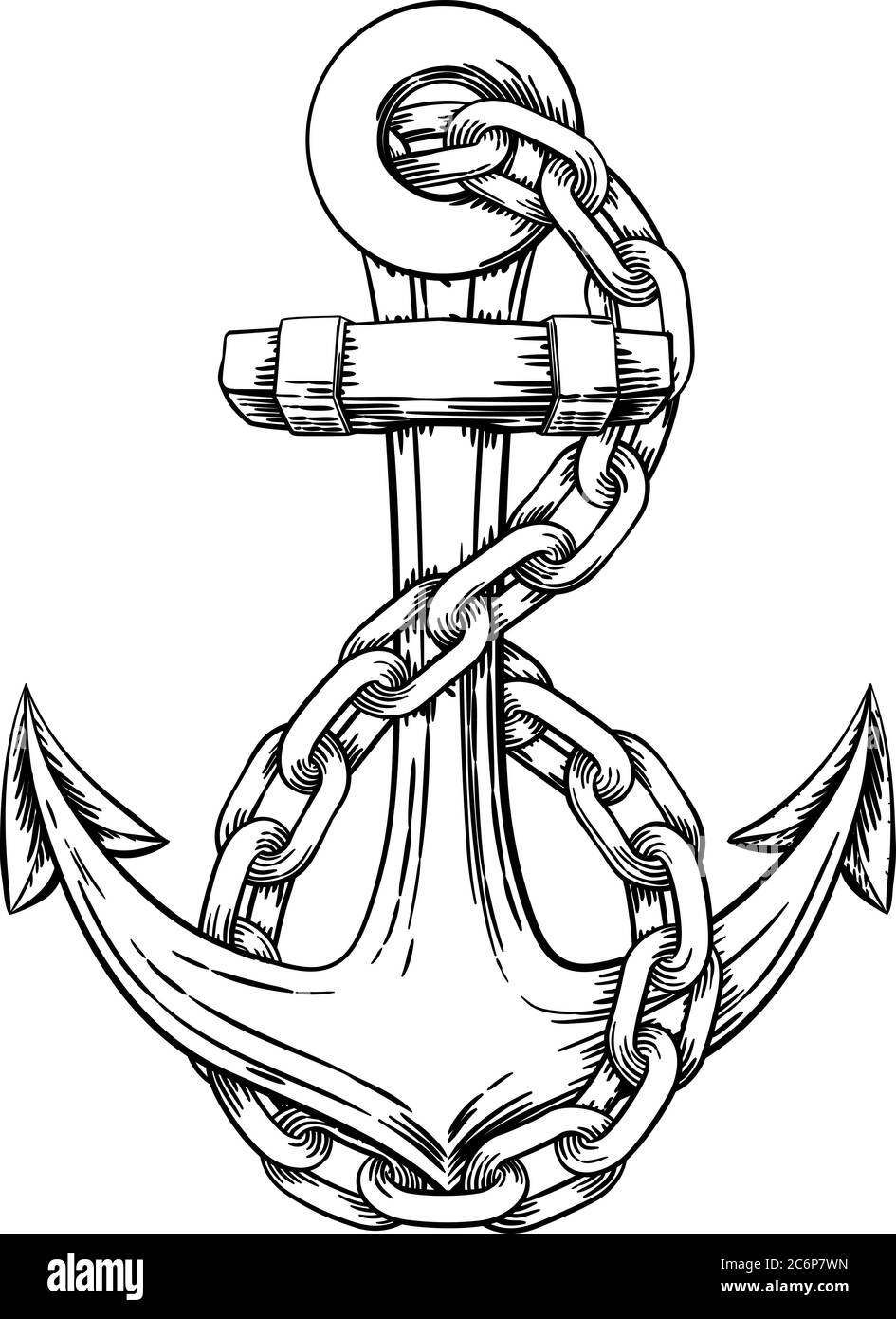 Anchor With Chain Drawing