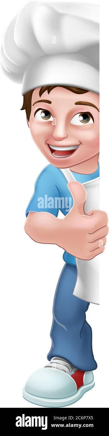 Kid Cartoon Boy Chef Cook Baker Child Sign Stock Vector Image & Art - Alamy