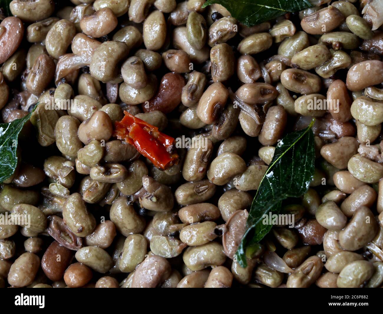 Steamed pulses curry with hot chili pepper, black pepper and curry ...