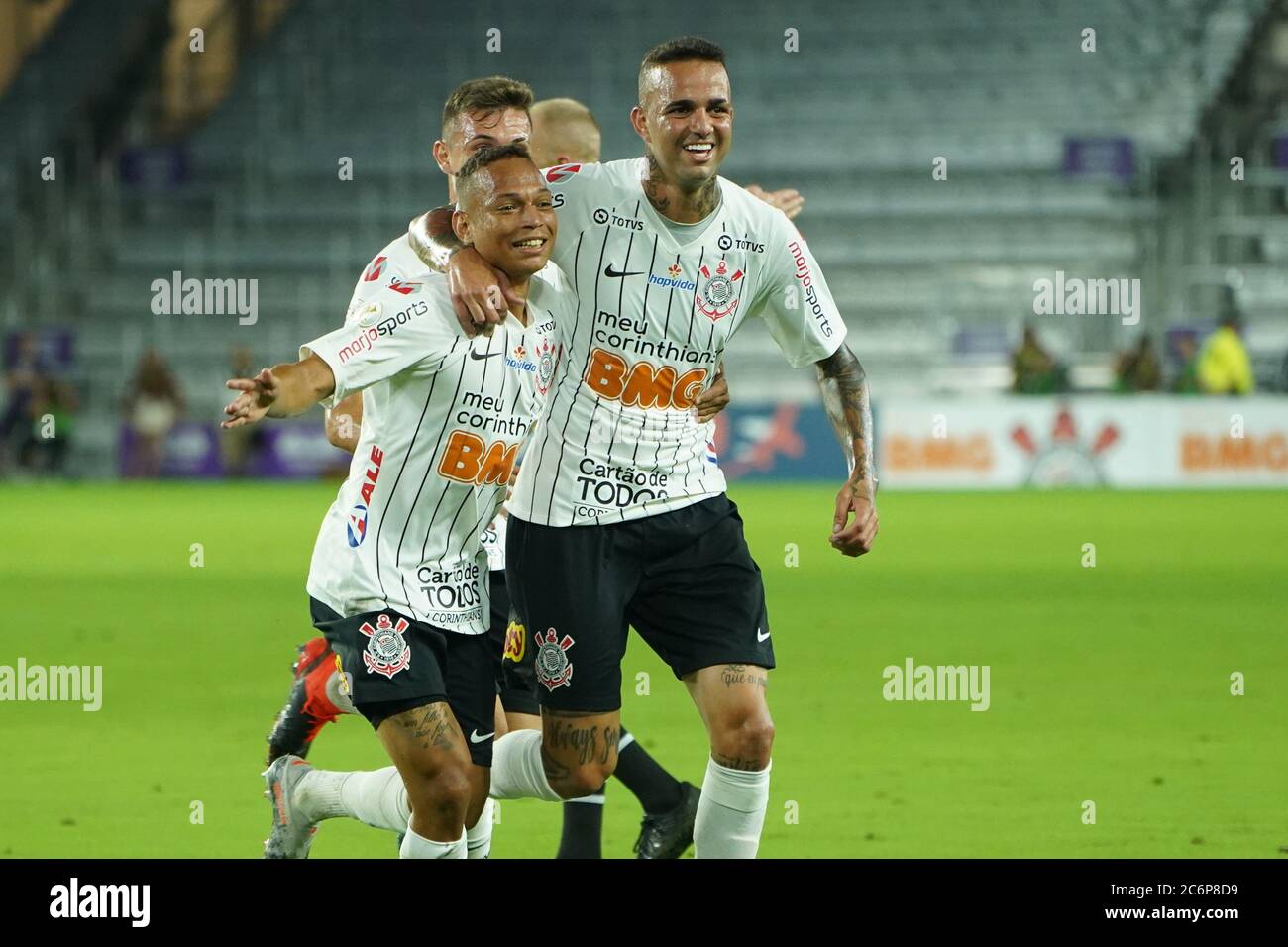 Corinthian players celebreate first goal at Exploria Stadium in Orlando ...