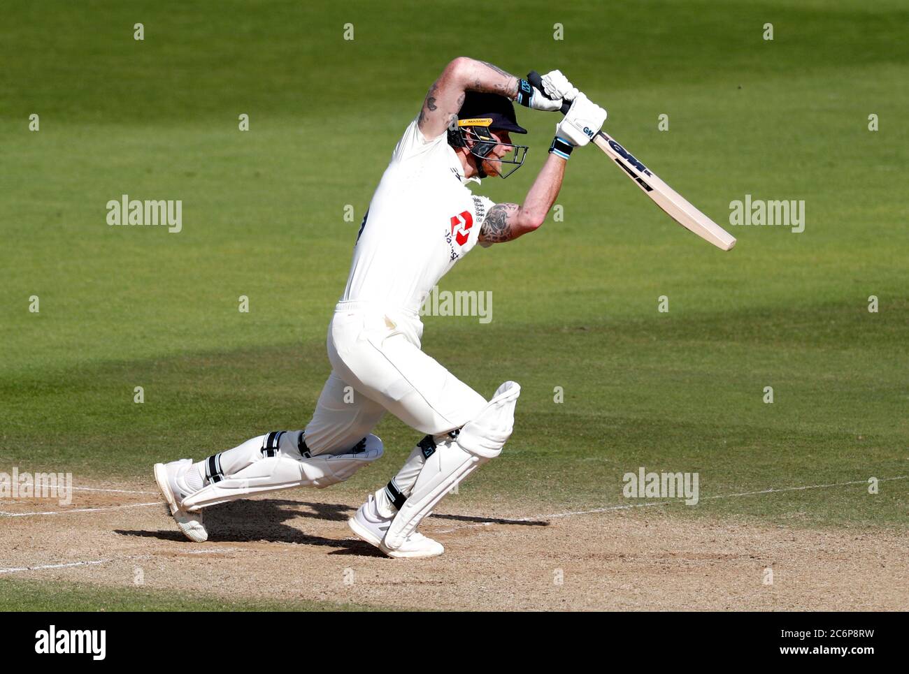 England captain Ben Stokes bats during day four of the Test Series at ...