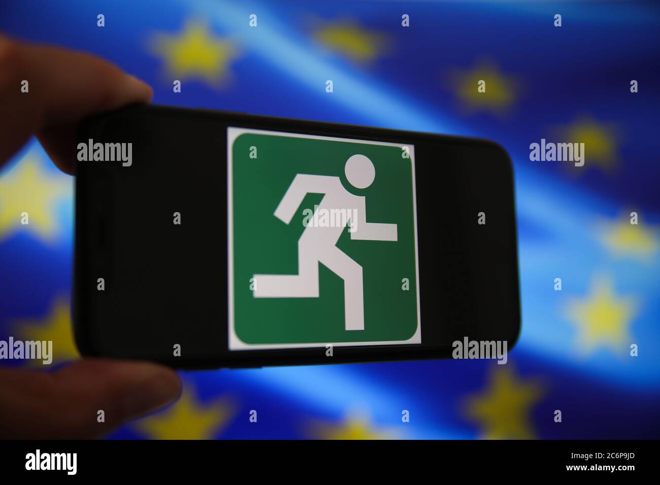 Viersen, Germany - July 9. 2020: View on isolated mobile phone screen ...