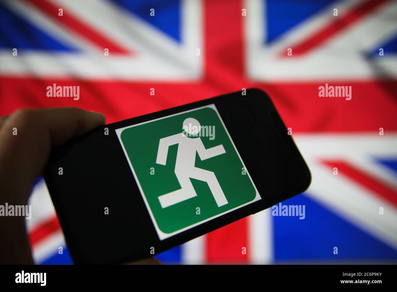 Viersen, Germany - July 9. 2020: View on isolated mobile phone screen ...