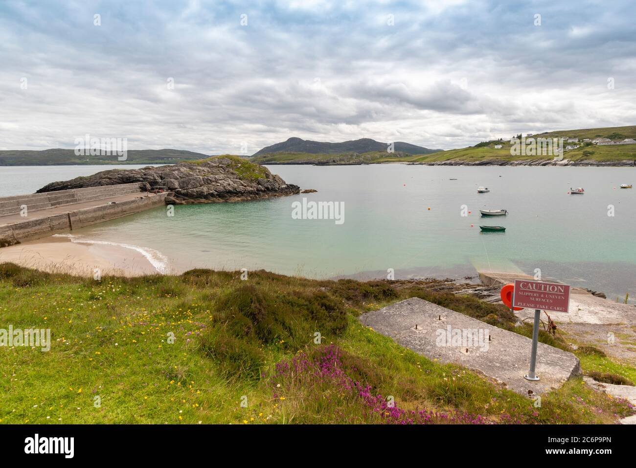 TALMINE AND TALMINE BAY SUTHERLAND SCOTLAND IN SUMMER A SANDY BEACH ...