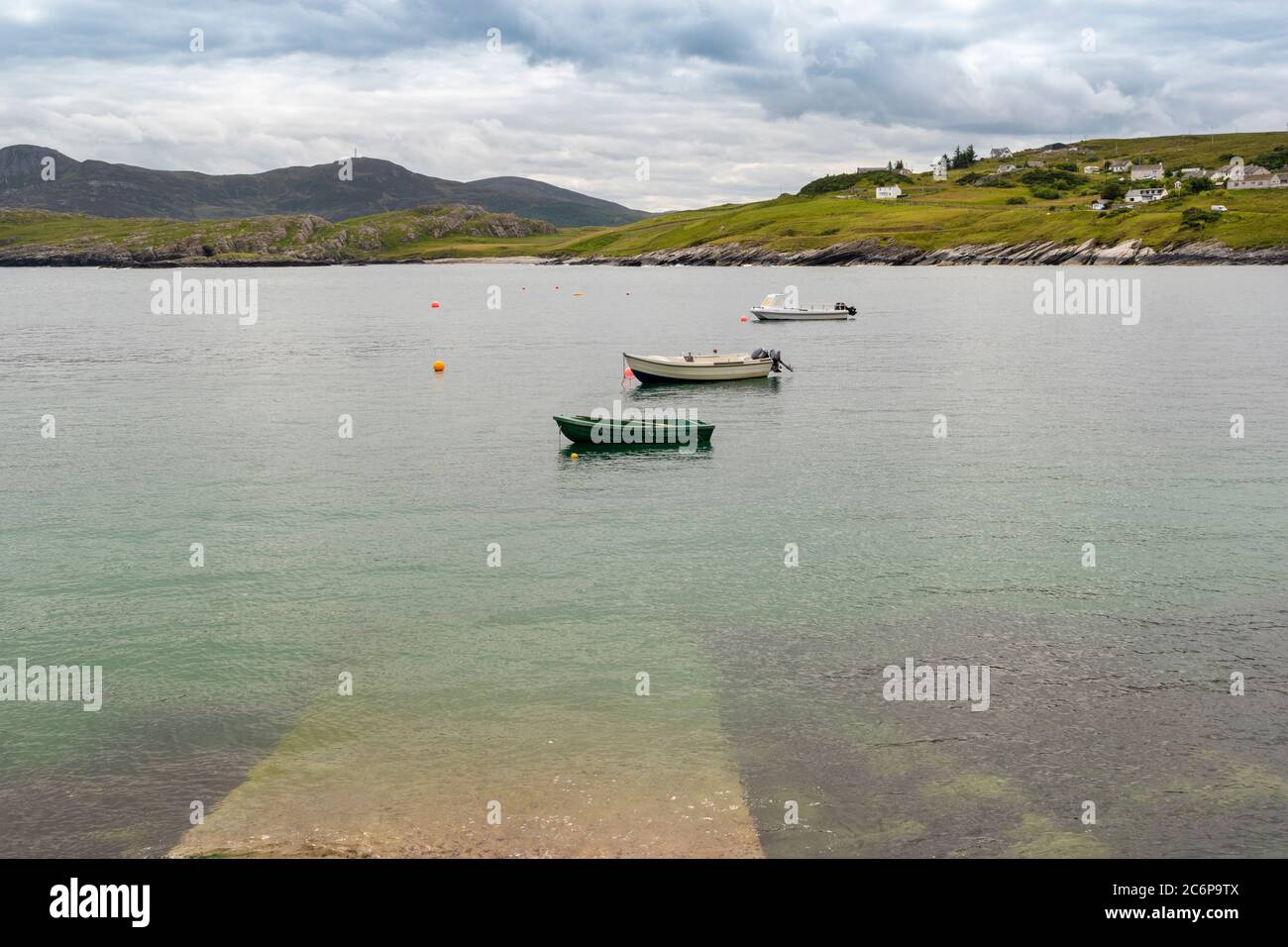 TALMINE AND TALMINE BAY SUTHERLAND SCOTLAND IN SUMMER SLIPWAY AND SMALL ...