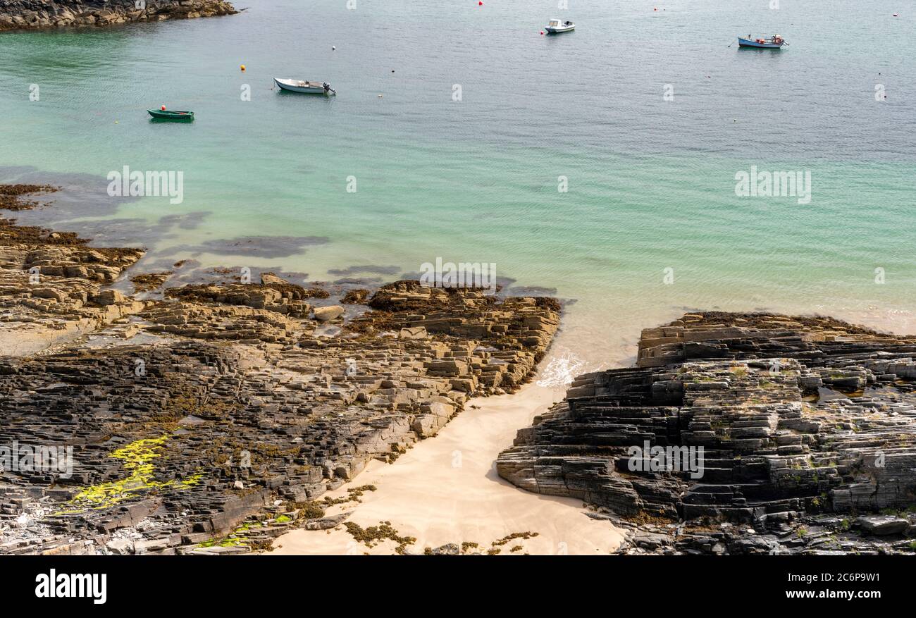 TALMINE AND TALMINE BAY SUTHERLAND SCOTLAND IN SUMMER SMALL SANDY COVE ...