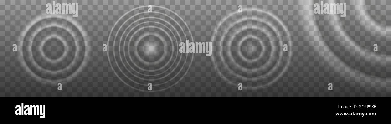 Round water ripples. Circle sound waves set. Vector illustration Stock ...