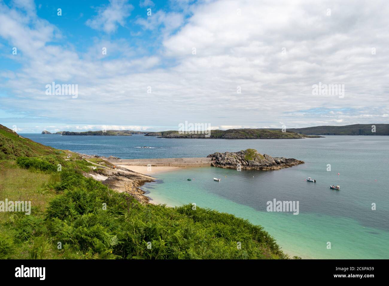 TALMINE AND TALMINE BAY SUTHERLAND SCOTLAND IN SUMMER VIEW OVER THE BAY ...