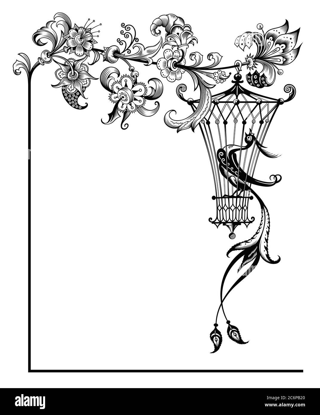 Motif flower bird Black and White Stock Photos & Images - Alamy