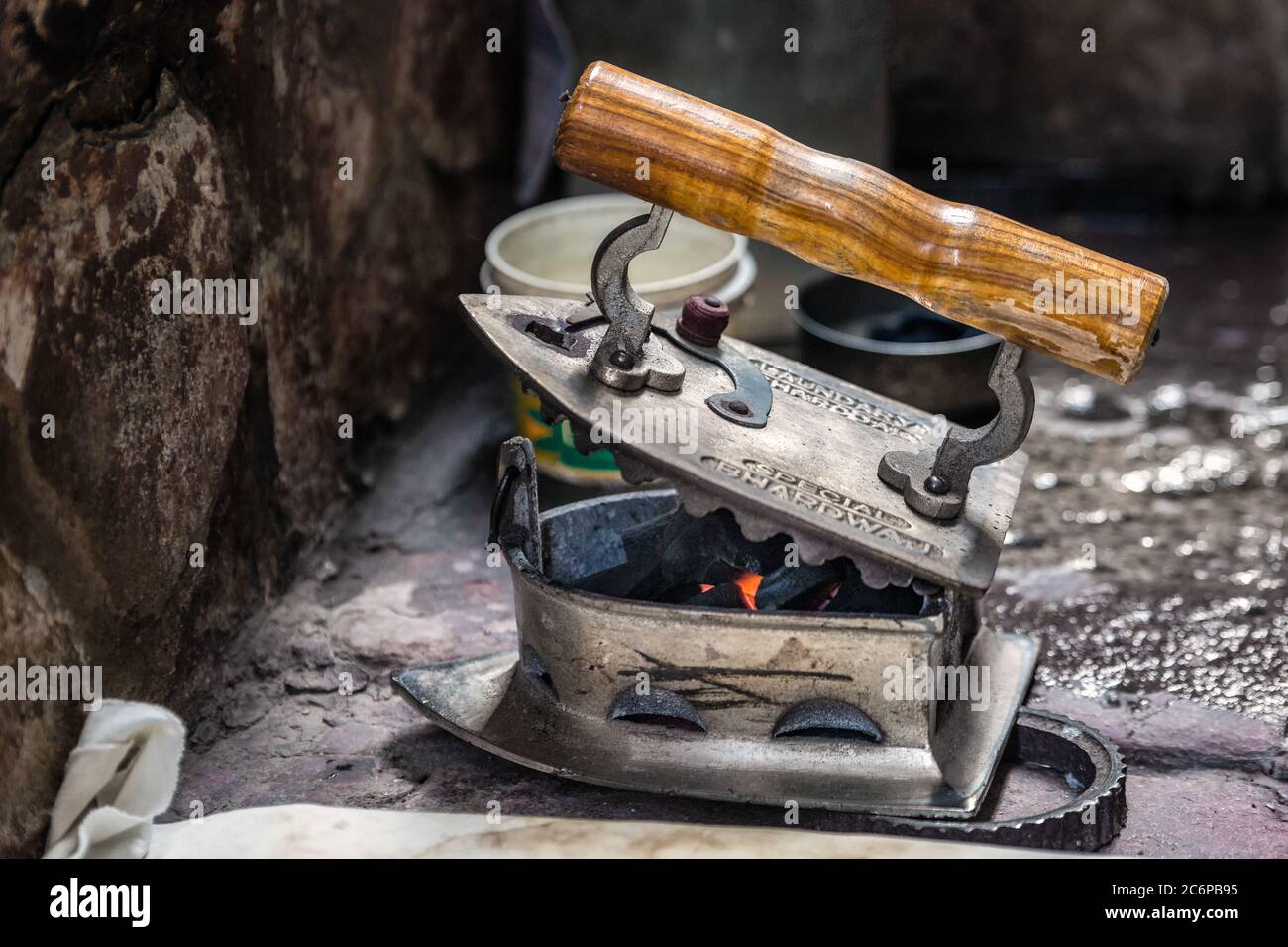 Old metal iron working on coal at Varanasi, India Stock Photo - Alamy