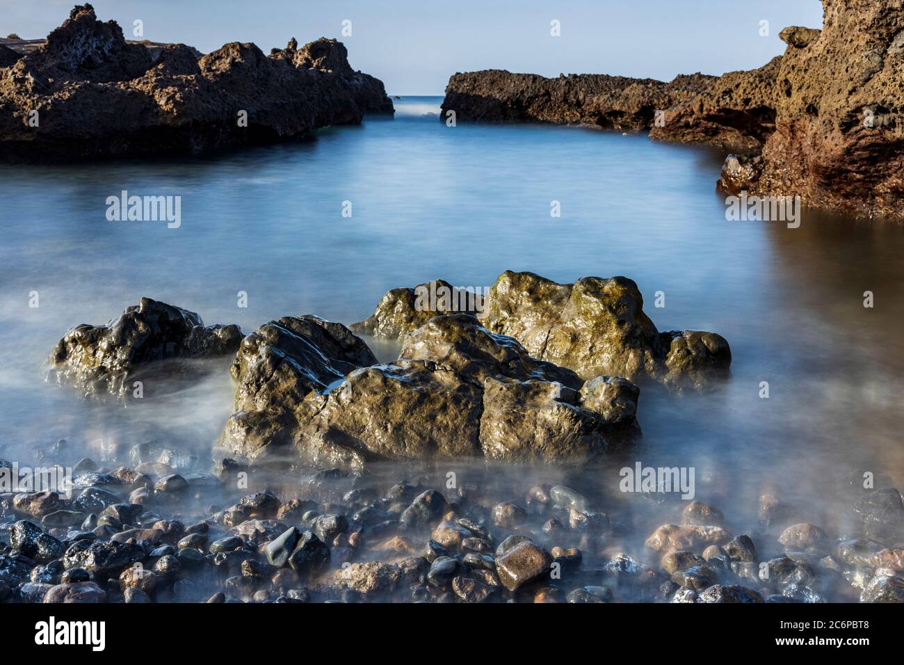 Seawater swimming pools in the rocks on the coast at La Jaquita, Alcala ...