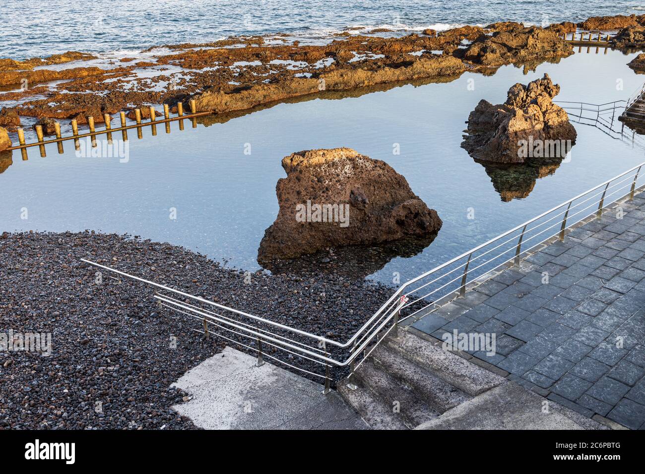 Seawater swimming pools in the rocks on the coast at La Jaquita, Alcala ...