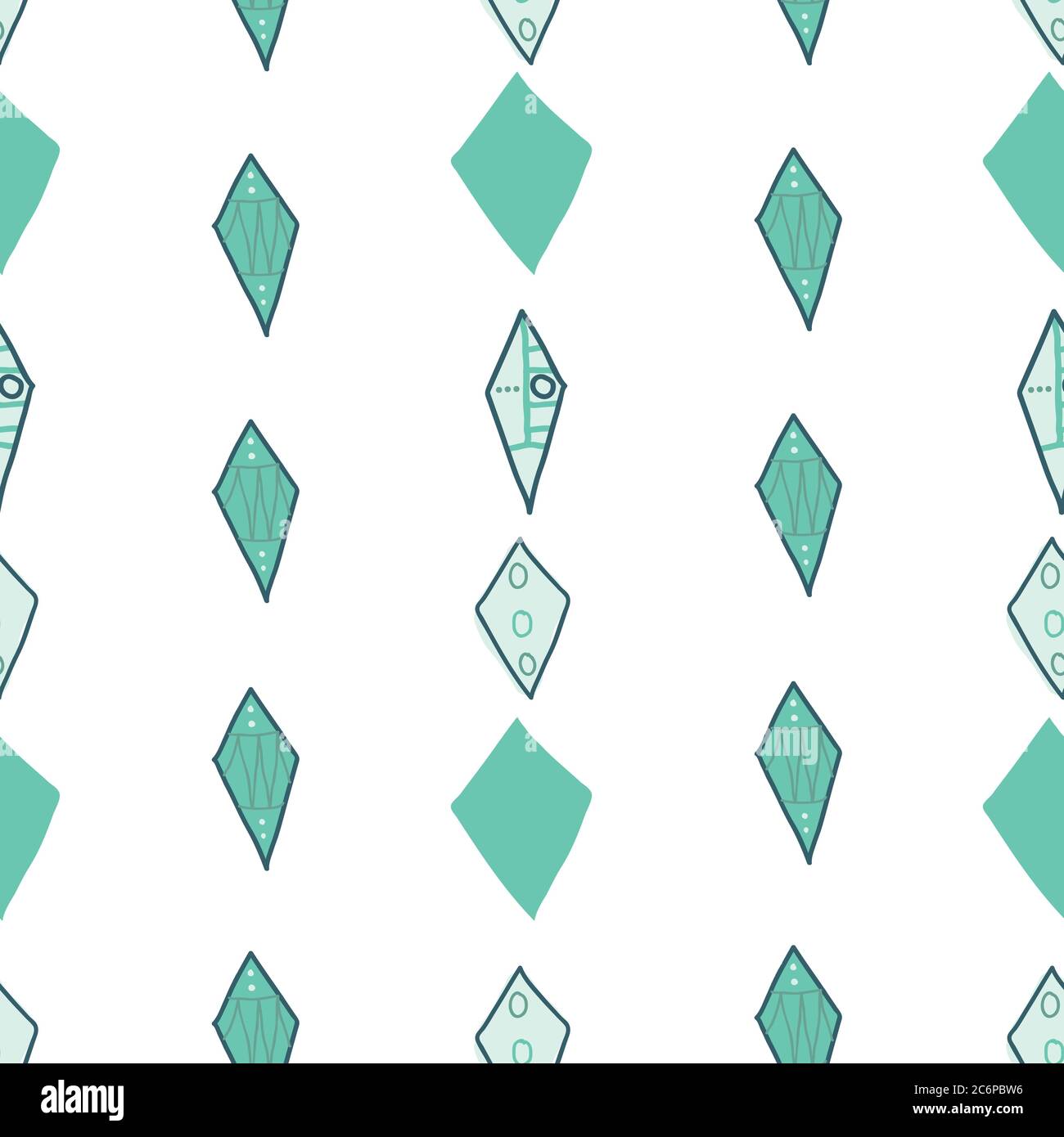 Diamond shape stripes teal on white background Seamless pattern Vector ...