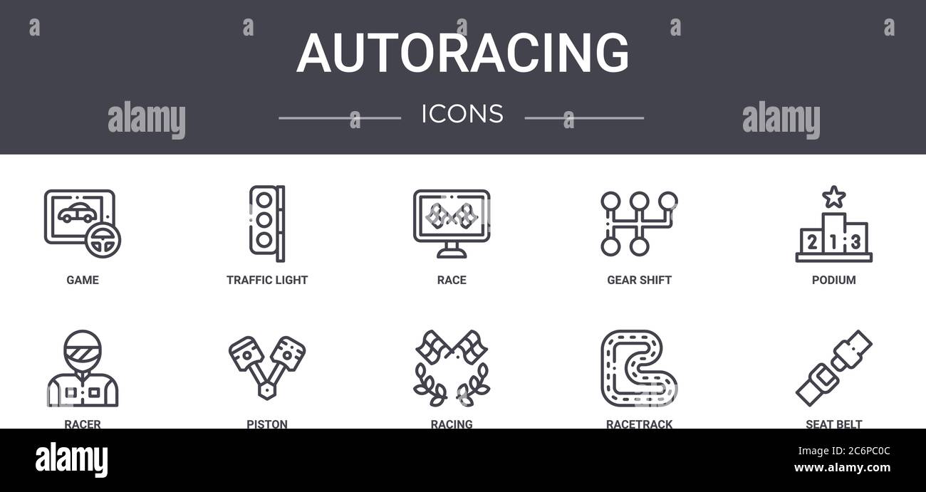 autoracing concept line icons set. contains icons usable for web, logo ...