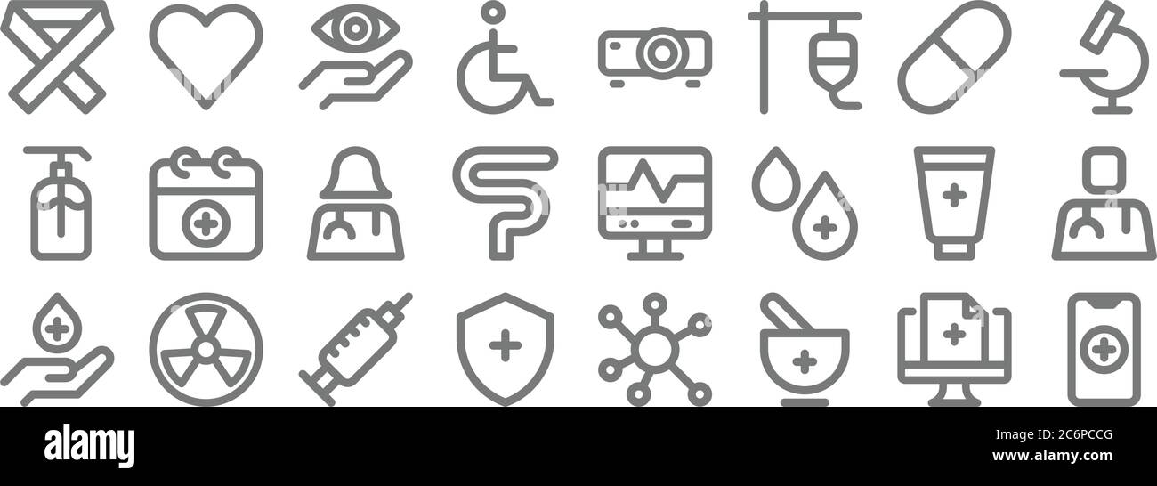 medical items line icons. linear set. quality vector line set such as ...