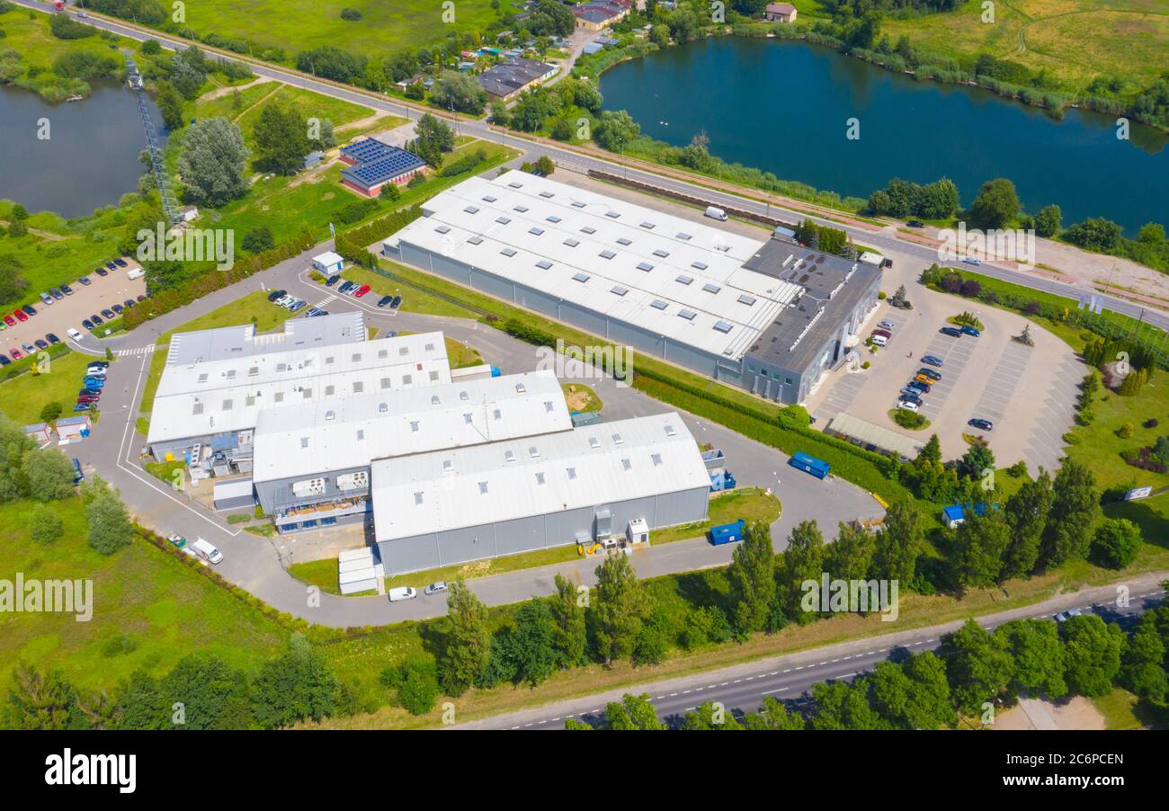 Aerial view of the distribution center, drone photography of the ...