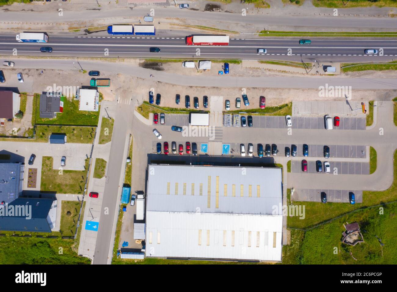 Aerial view of the distribution center, drone photography of the ...