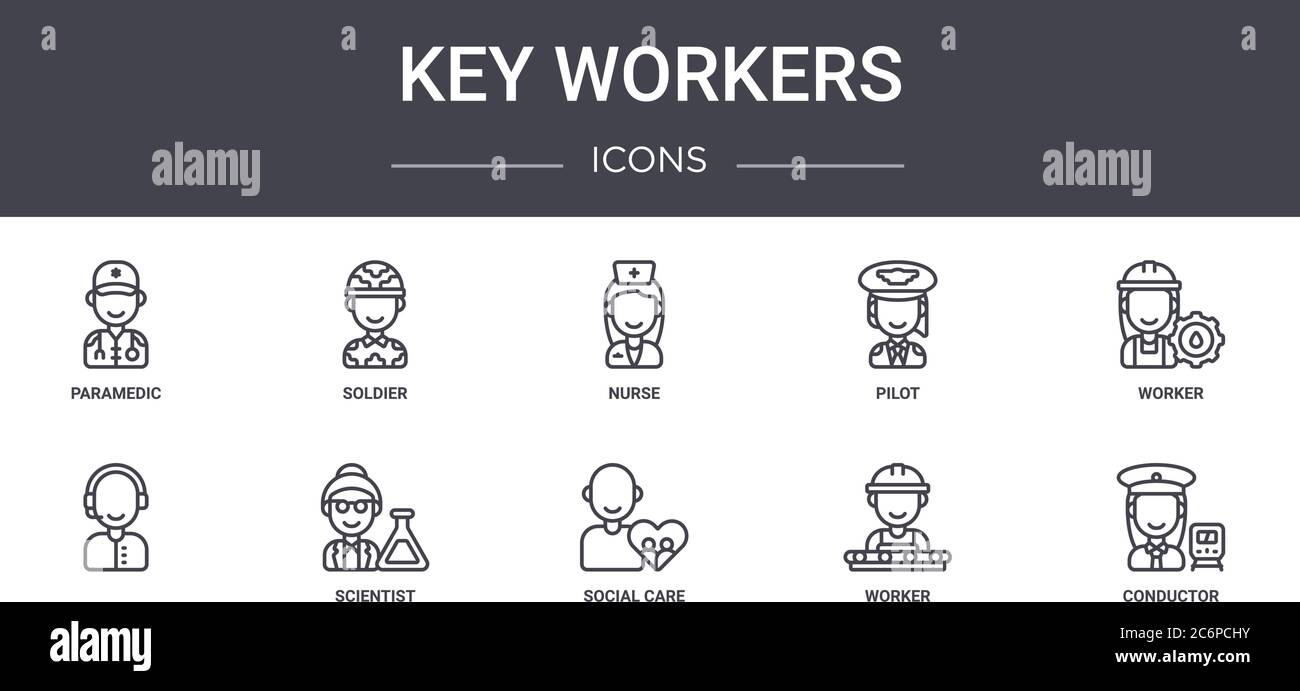 key workers concept line icons set. contains icons usable for web, logo ...