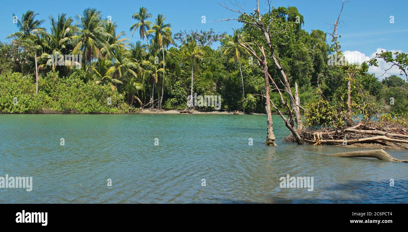 Coast at La Sirena station in Corcovado National Park on peninsula Osa ...